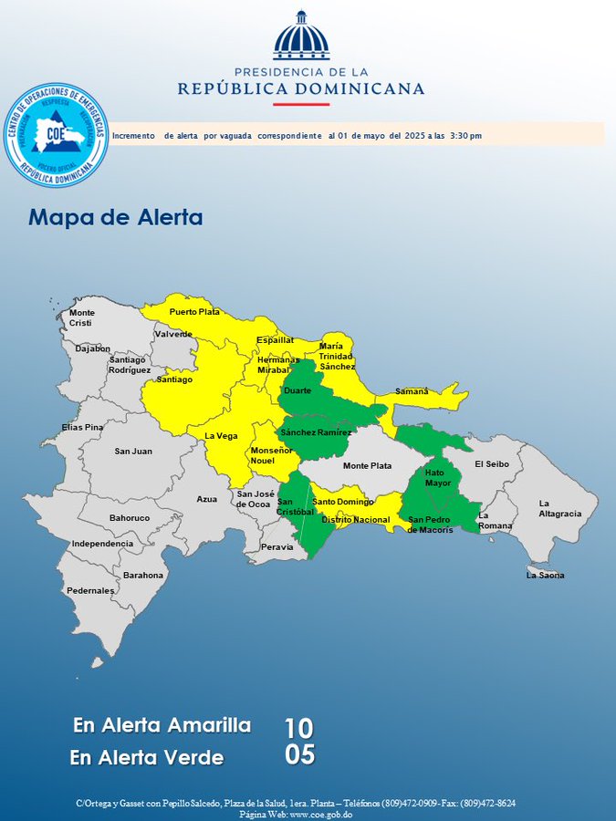 COE aumenta nivel de alerta incluido El Gran Santo Domingo - Ámbito RD
